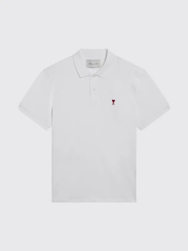 AMI Paris Logo Cotton Polo Shirt - White