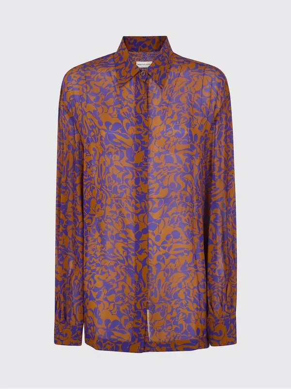 Dries Van Noten Abstract Print Viscose Shirt - Yellow