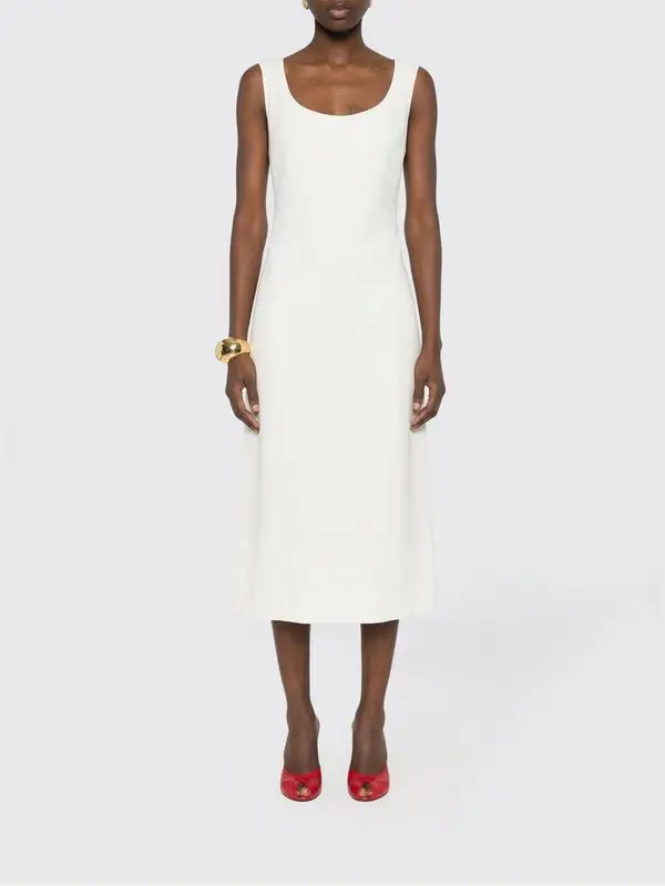 Jacquemus Linen Blend Midi Dress - White