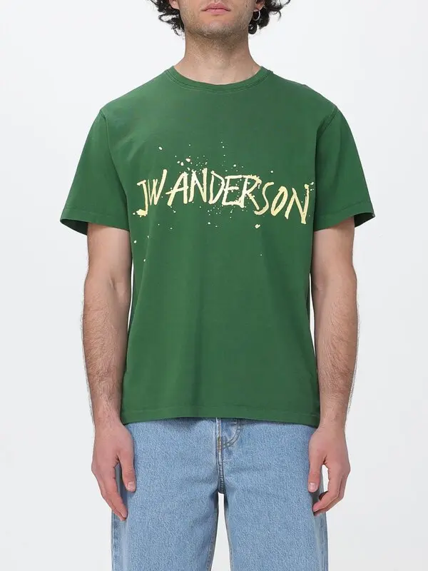 JW Anderson Cotton Crew Neck T-shirt With Logo - Green