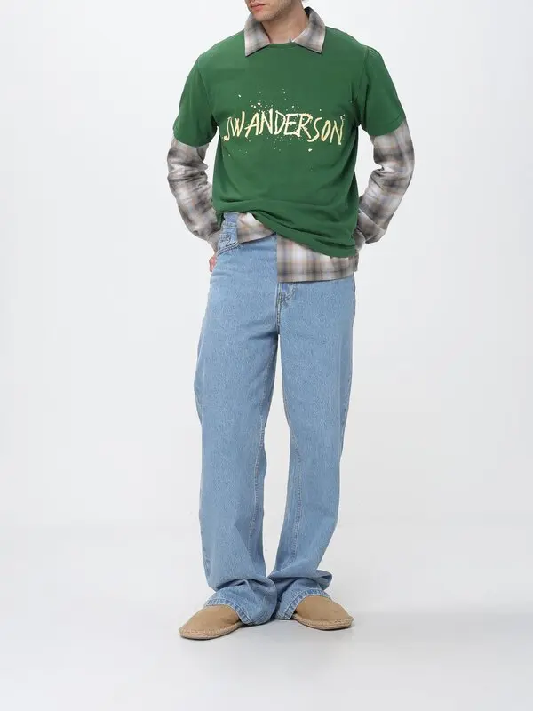 JW Anderson Cotton Crew Neck T-shirt With Logo - Green