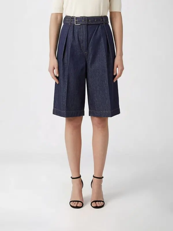 Dries Van Noten Pleated Belted Shorts - Blue