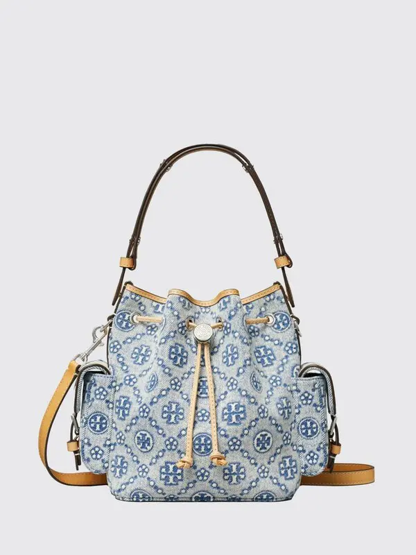 Tory Burch T Monogram Jacquard Denim Bucket Bag - Blue