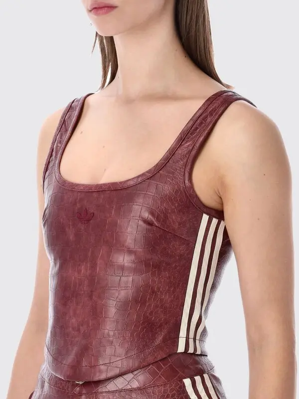 ADIDAS ORIGINALS Croc Print Synthetic Leather Top - Burgundy