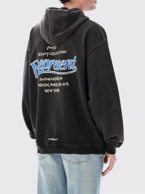 REPRESENT Distressed Logo Hoodie - Black