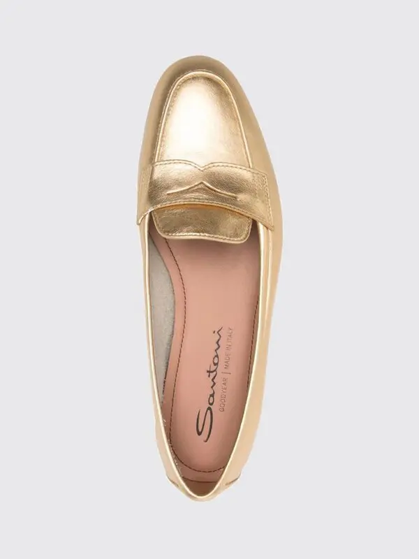 Santoni Laminated Leather Loafers - Silver