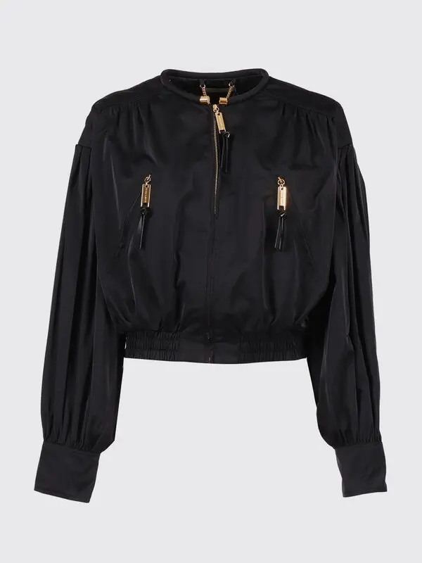 Elisabetta Franchi Technical Fabric Bomber Jacket - Black