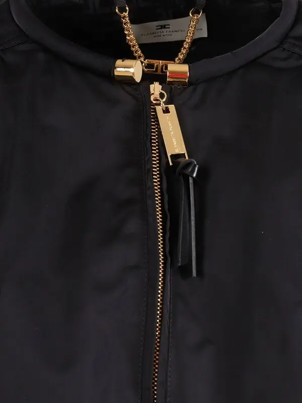 Elisabetta Franchi Technical Fabric Bomber Jacket - Black