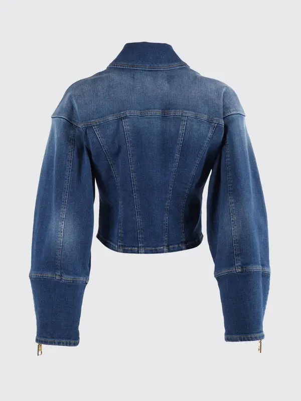 Elisabetta Franchi Denim Bustier Jacket With Lace-up Detail