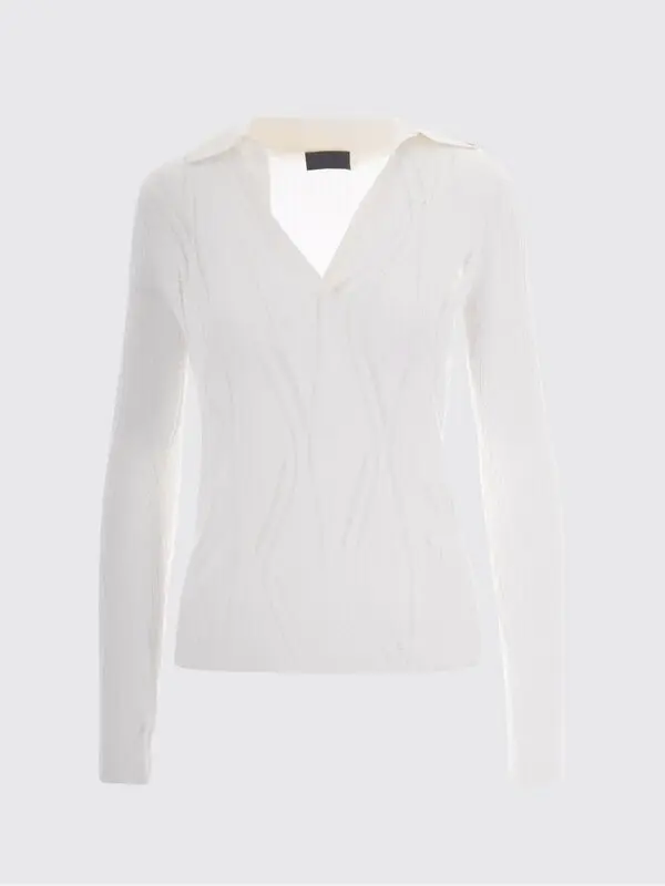 Liu Jo Knit Polo Shirt With Sequin Embellishments - Milk