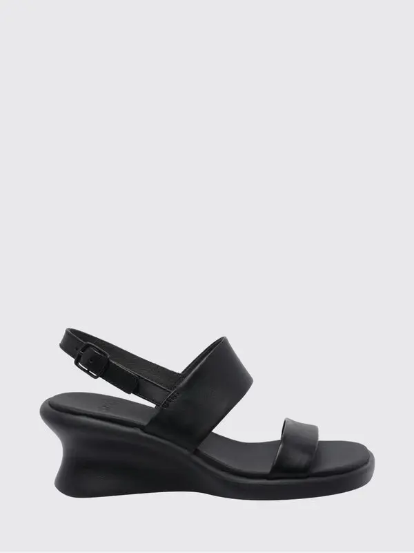 Camper Louise Leather Wedge Sandals - Black