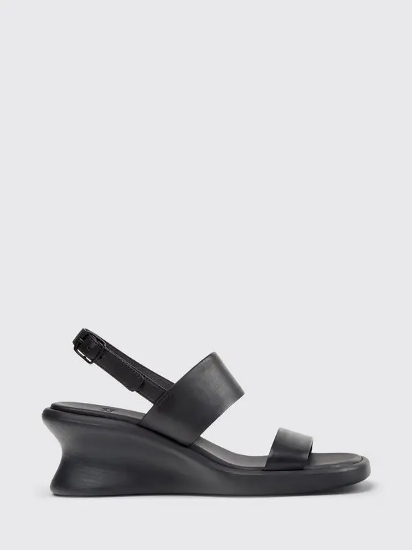 Camper Louise Leather Wedge Sandal - Black