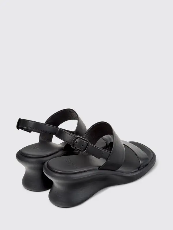 Camper Louise Leather Wedge Sandal - Black