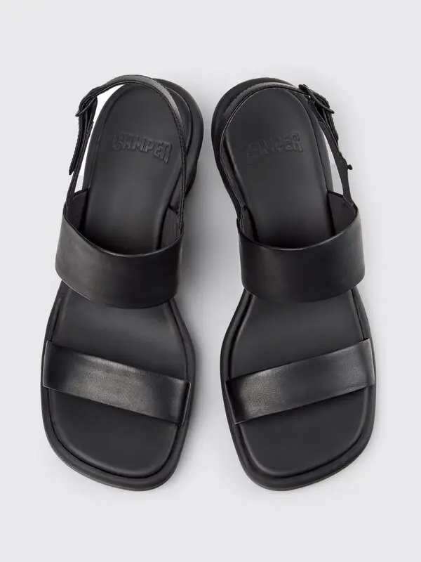 Camper Louise Leather Wedge Sandal - Black