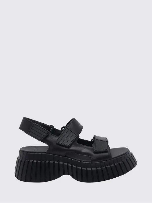 Camper Pix Leather Slingback Sandals With Platform - Black