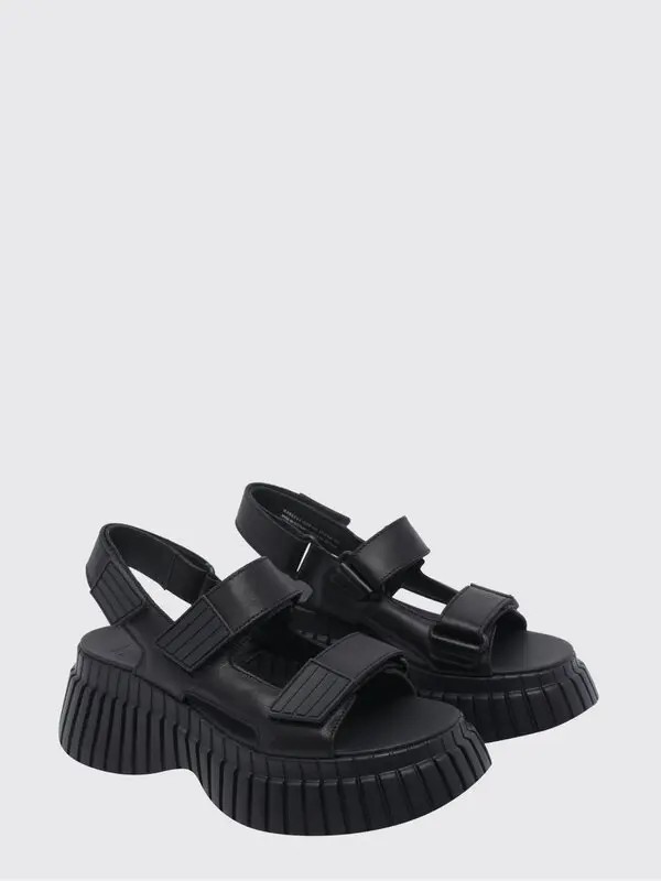 Camper Pix Leather Slingback Sandals With Platform - Black