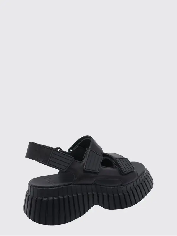 Camper Pix Leather Slingback Sandals With Platform - Black