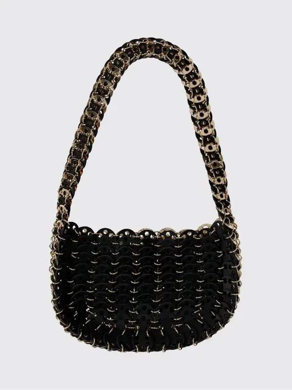 Rabanne Moon Flip Leather Bag - Black