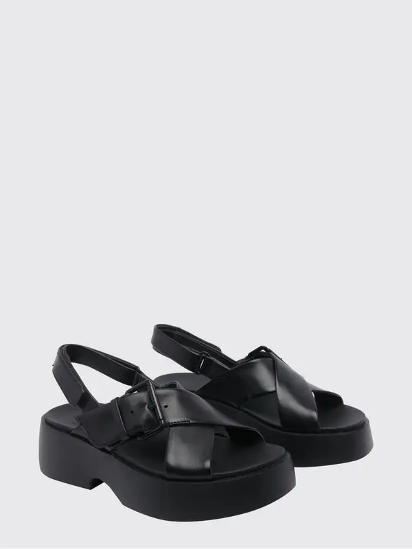 Camper Tasha Leather Platform Slingback Sandals - Black