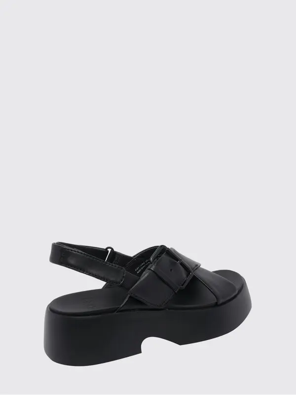 Camper Tasha Leather Platform Slingback Sandals - Black