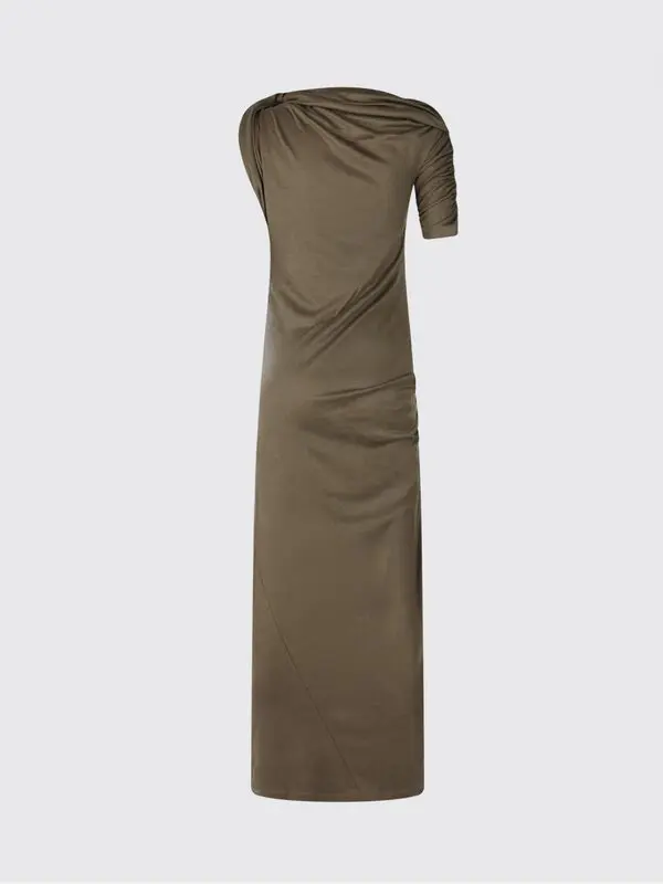 Jacquemus One-shoulder Cotton And Silk Blend Dress - Kaki