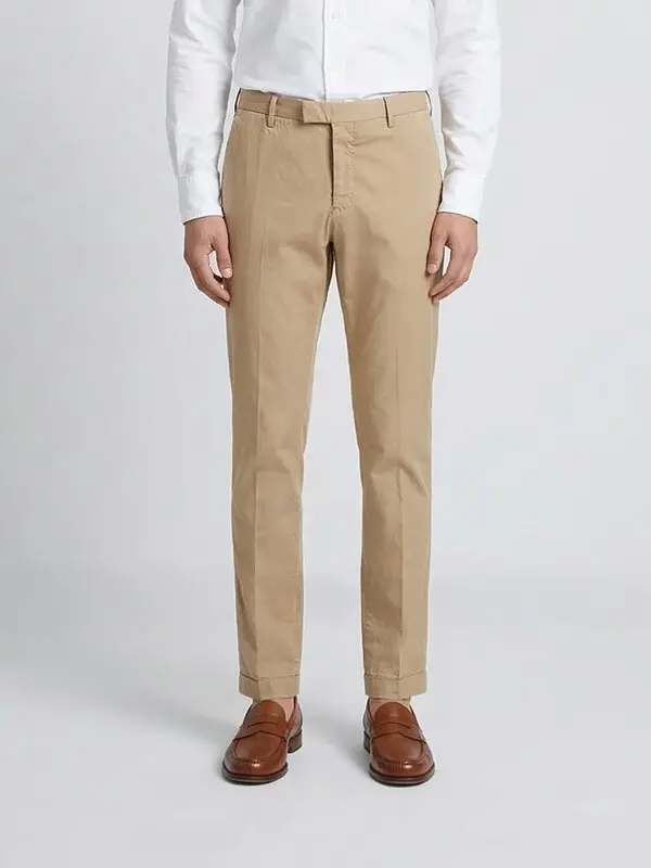 PT TORINO Cotton Blend Chino Trousers - Beige