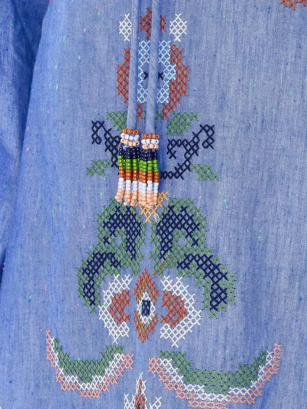 Farm Rio Garden Tapestry Embroidered Linen Midi Dress
