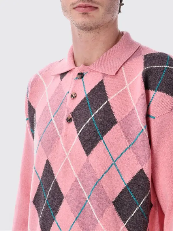 JW Anderson Argyle Knit Polo Shirt - Pink