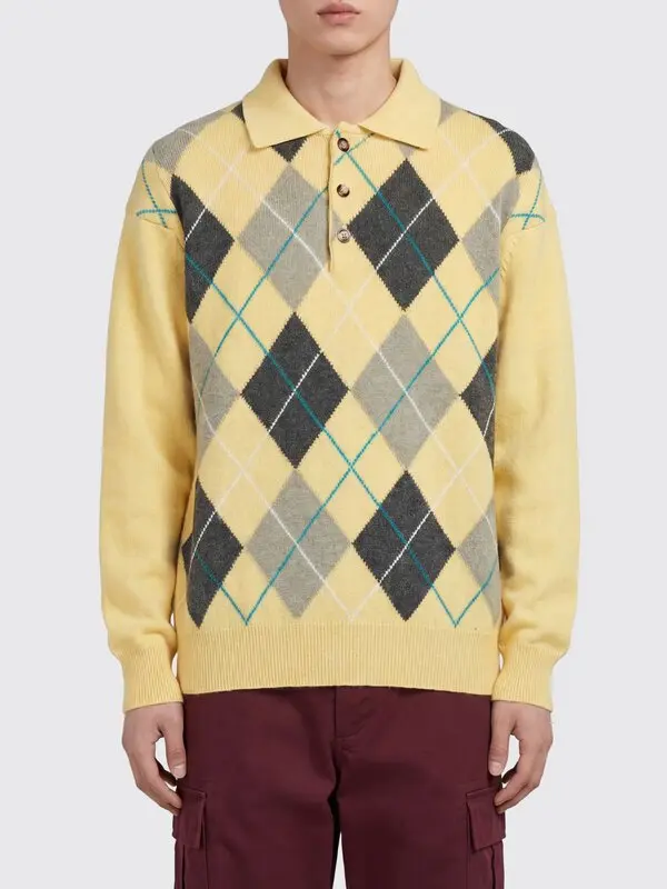 JW Anderson Argyle Knit Polo Shirt - Yellow