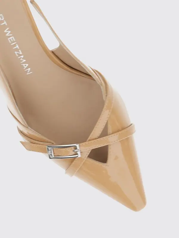 STUART WEITZMAN Patent Leather Slingbacks - Beige
