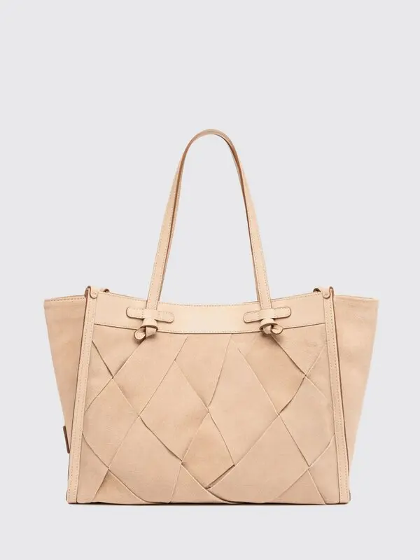 GIANNI CHIARINI Marcella Woven Suede Tote Bag - Natural