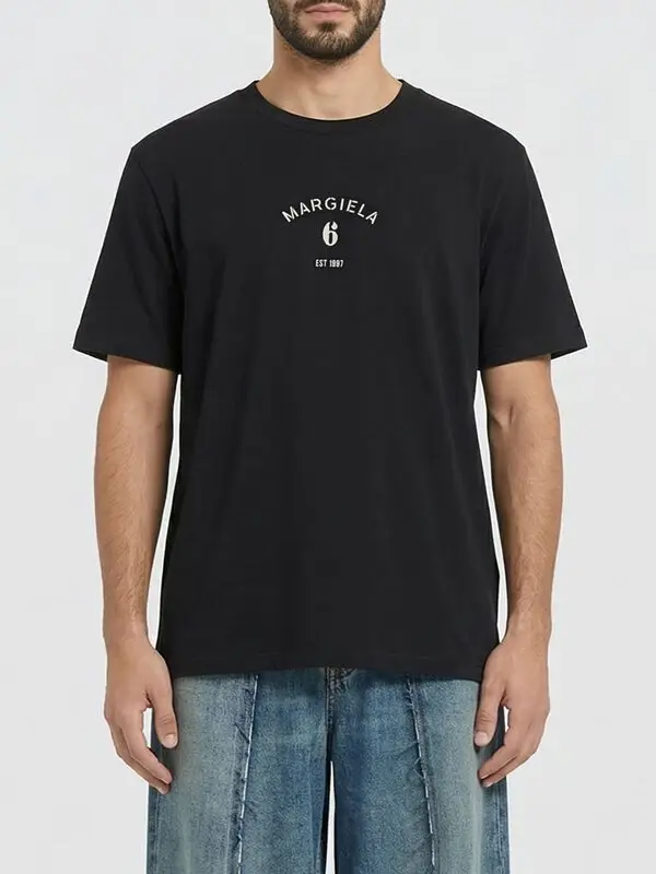 MAISON MARGIELA Cotton Crew-neck T-shirt With Logo - Black