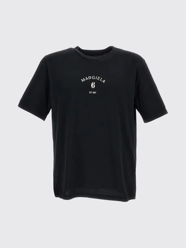 MAISON MARGIELA Cotton Crew-neck T-shirt With Logo - Black