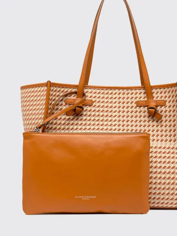 GIANNI CHIARINI Marcella Houndstooth Tote Bag - Beige