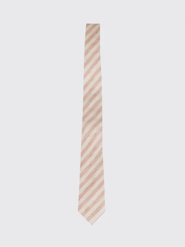 Tagliatore Regimental Striped Linen And Silk Neck Tie - Yellow