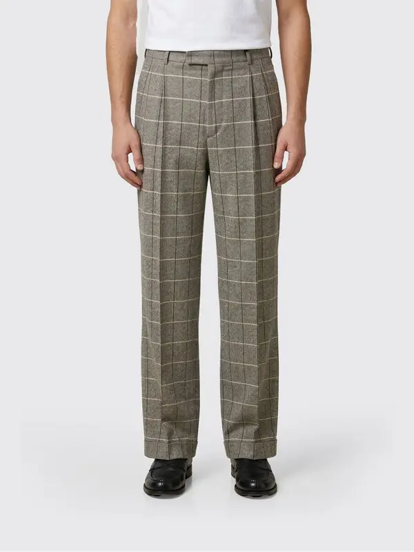 Valentino Garavani Check Virgin Wool Trousers - Grey
