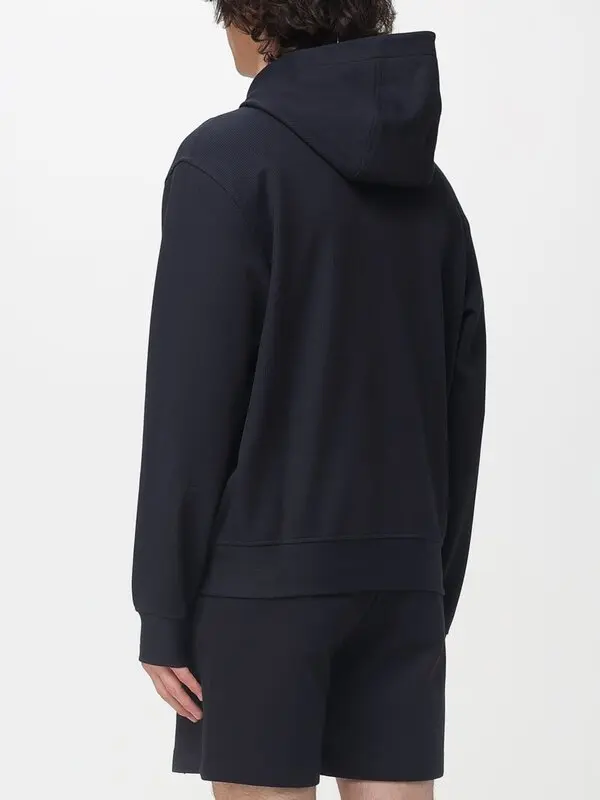 Emporio Armani Full Zip Ribbed Hoodie - Navy