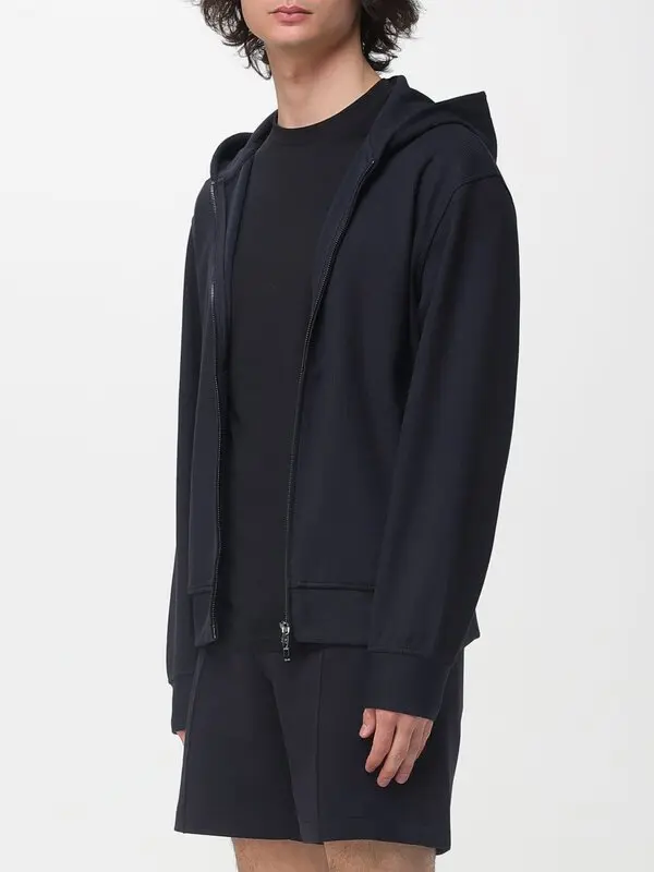 Emporio Armani Full Zip Ribbed Hoodie - Navy