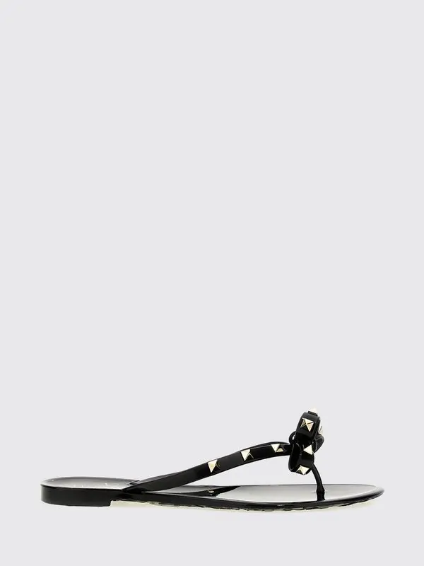 Valentino Garavani Studded Bow Flip Flops - Black