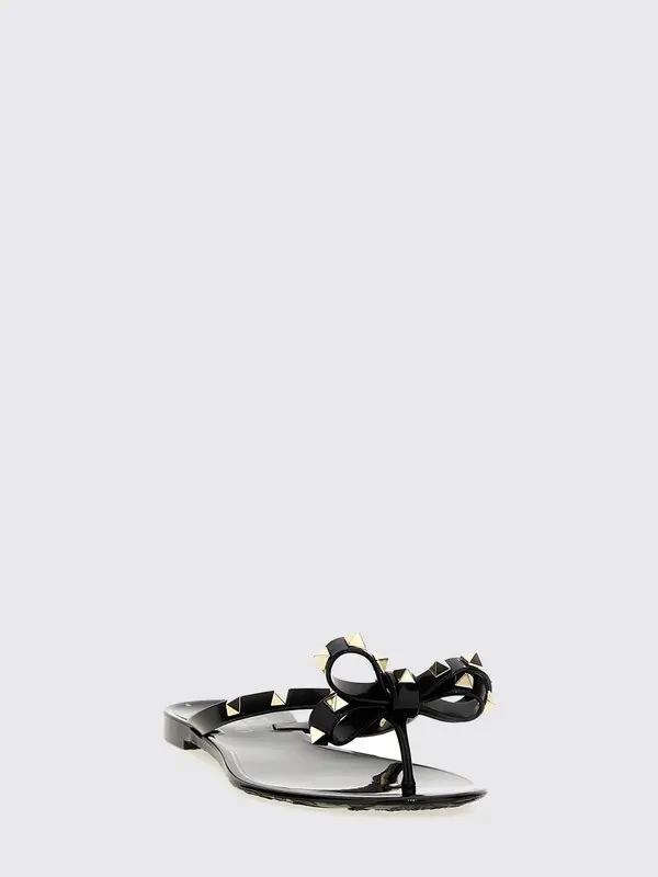 Valentino Garavani Studded Bow Flip Flops - Black