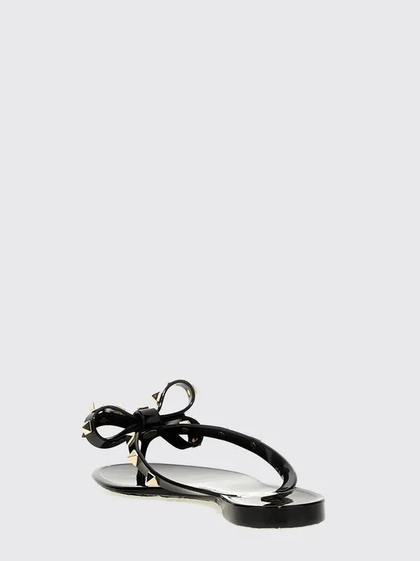 Valentino Garavani Studded Bow Flip Flops - Black