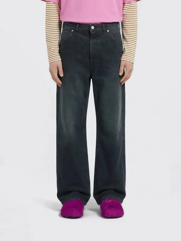 Marni Wide Leg Jeans In Cotton Denim - Black
