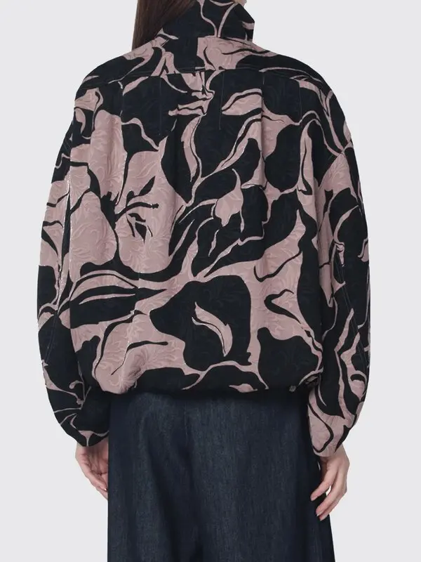 Dries Van Noten Floral Print Cotton Blend Bomber Jacket