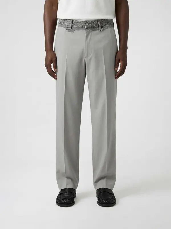 MAISON MARGIELA Virgin Wool Blend Wide Leg Trousers - Grey