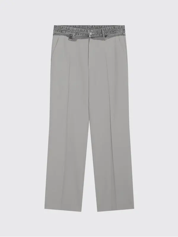 MAISON MARGIELA Virgin Wool Blend Wide Leg Trousers - Grey