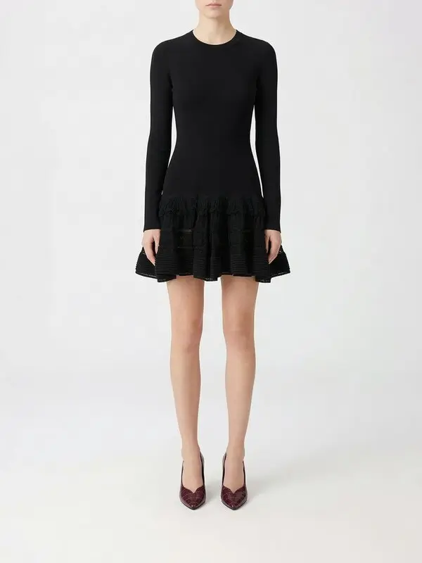 Alaïa Wool Knit Crinoline Mini Dress - Black