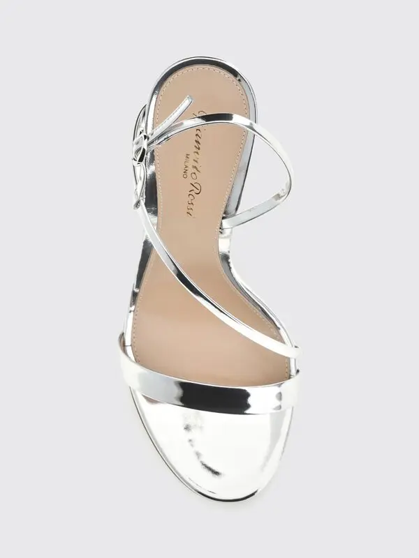 GIANVITO ROSSI Manhattan Laminated Patent Leather Stiletto Sandals - Silver
