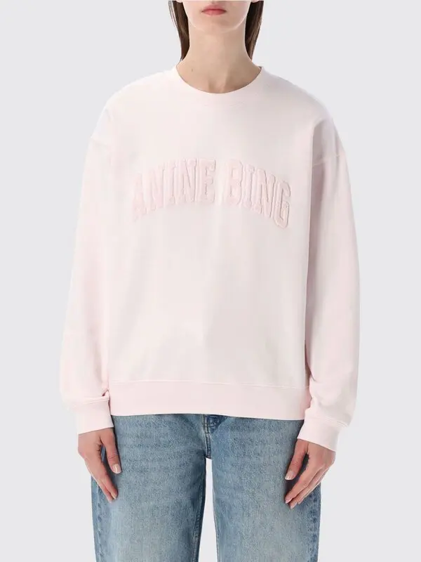 ANINE BING Crewneck Sweatshirt With Logo - Pink