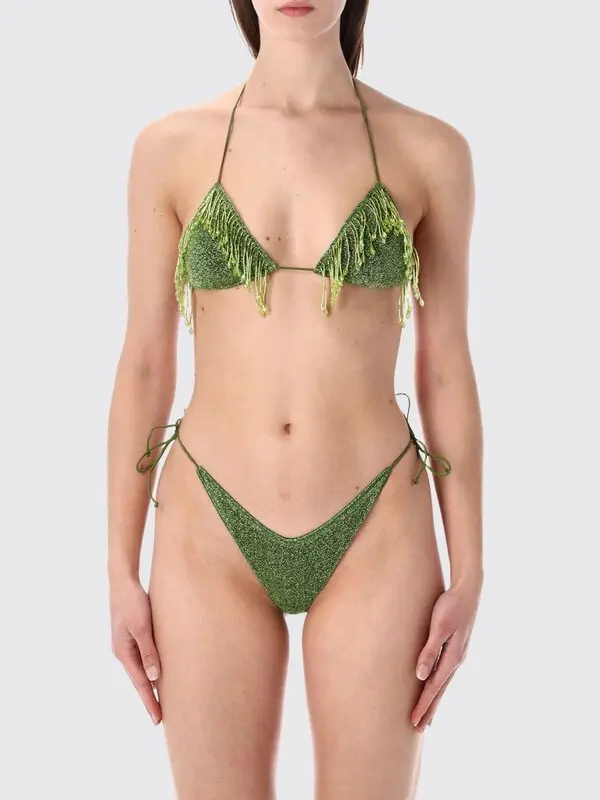 Oseree Fringed Triangle Bikini - Green
