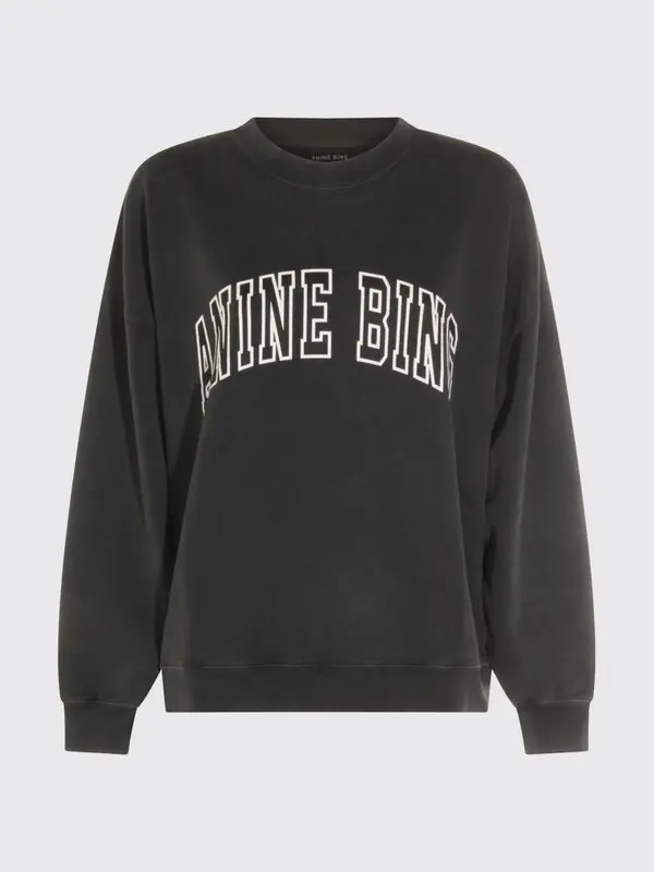 ANINE BING Crewneck Cotton Jumper With Contrast Logo